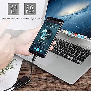 USB C to 3.5mm Headphone and Charger Adapter,2 in 1 USB C to Aux Audio Jack with PD Fast Charging Dongle Cable Cord,Compatible with Galaxy S22/S21/S20/S20+ Ultra,Note 20/10,Pixel 6/5/4/3 XL(Black)