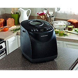 Hamilton Beach (29882C) HomeBaker 2 Lb. Bread Maker Machine with 12 Program Cycles, Non-Stick Dishwasher-Safe Pan and 2 Kneading Paddles, Black (Renewed)