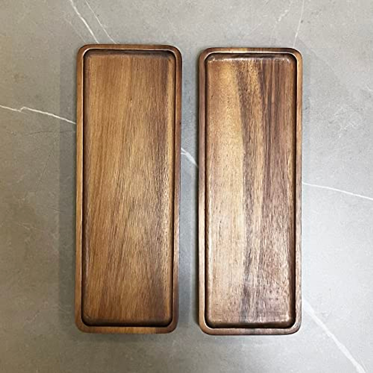 2pcs Solid Wood Severing Platters Rectangular Trays Highly Durable Dishwasher Safe Party Snack Fruit Plates for Home Decor, Food, Vegetables, Fruit, Charcuterie, Appetizer Serving Tray, Cheese Board
