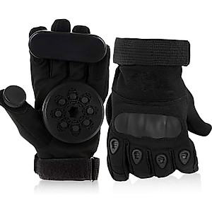 LOSENKA Professional Skateboard Gloves with Sliders，Standard Longboard Downhill Slide Gloves Skate Gloves with 2 Slider Puck Set