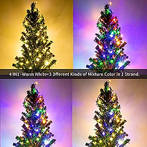 MX232 72ft Christmas 200 Count LED String Lights with Timer 8 Modes Plug in IP55 Waterproof Fairy Light Warm White&Color Changing Twinkle Lights for Outdoor Indoor Patio Yard Garden Tree Party