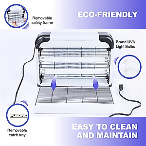 VOLTORB Electric Bug Zapper, Buzzbug Mosquito Zapper, Mosquitoes Flies Killer Repellent Indoor Insect Killer Powerful 2800 Volt Grid UV Light, with Washable Tray Clean Brush Steel Chain