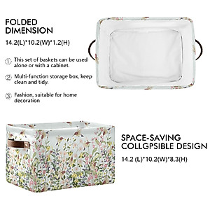 xigua Hummingbirds Foldable Canvas Storage Bin, Sturdy Fabric Storage Basket with Handles, Storage Cube Box for Organizing Shelf Nursery Toy Closet 2PCS