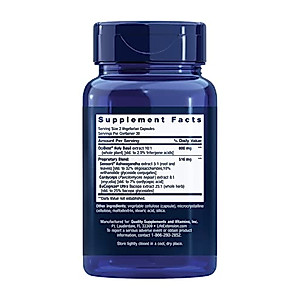 Life Extension Adrenal Energy Formula - Stress Management Supplements with Ashwagandha, Cordyceps, Holy Basil & Bacopa for Homeostasis Support – Gluten-Free, Non-GMO, Vegetarian – 60 Capsules