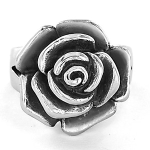 West Coast Jewelry | ELYA Stainless Steel Blooming Antiqued Rose Ring - Size 8