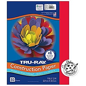 PACON - 103031 Pacon Tru-Ray Heavyweight Construction Paper, Festive Red, 9" x 12", 50 Sheets - 103431
