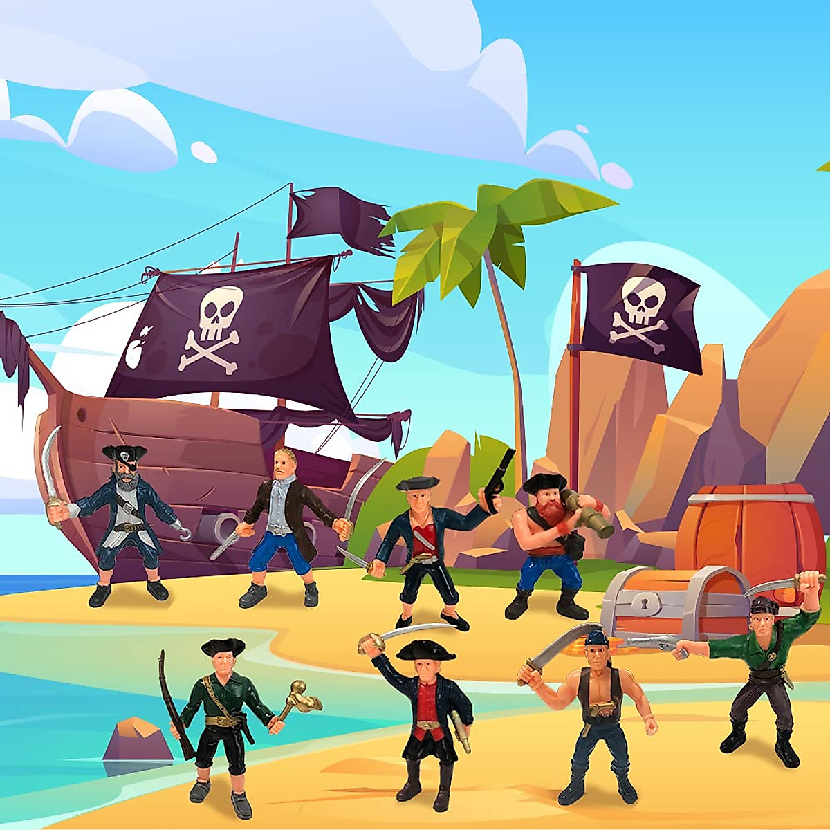 ArtCreativity Pirate Action Figure Playset, Set of 8 Legendary Plastic Figures in Assorted Poses, Cool Pirate Toy Set for Kids, Great Birthday Gift Idea for Boys and Girls