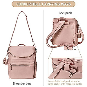 Comfy piks Diaper Bag Backpack, Vegan Leather Backpack with Baby Changing Pad, Stroller Straps and Carry Pouch, Convertible Baby Travel Bag with Insulated Pockets for Diapers, Bottles, Toys, Clothes