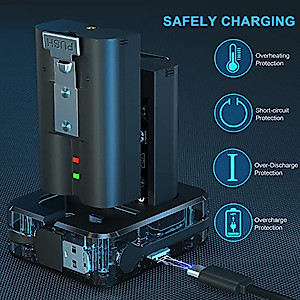 2 Packs 6040mAh Rechargeable Battery and Dual USB Charging Station Compatible with Ring, for Video Doorbell 2/3/4 and Spotlight Cam Battery 3.65V Lithium-Ion Batteries (Not for Stick Up Cam)