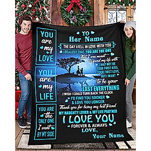 Personalized Blanket for Wife - Fiancee - Girlfriend Blanket, The Day I Fell in Love with You Blanket On Valentine's Day, Birthday, Christmas