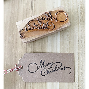 CHYHMYT - Merry Christmas Gift Tag Stamp-Holiday Stamp -Wood Stamp-DIY Greeting Card