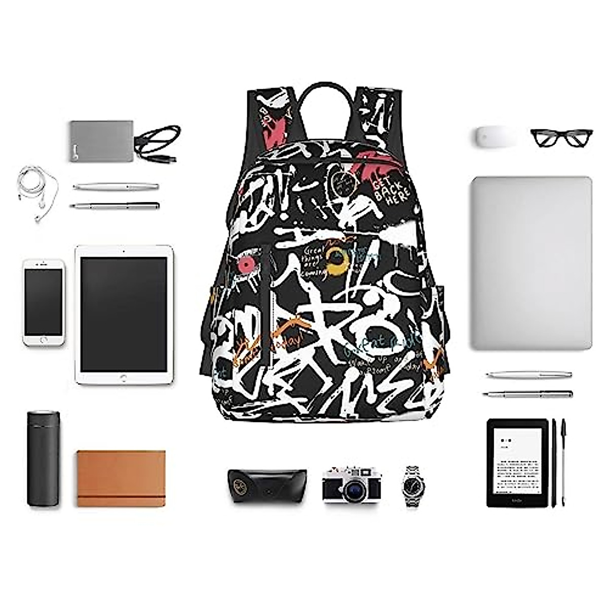 ZREXUO Graffiti Backpack Bookbags Daypack Supplies,Graffiti Art Laptop Bookbag Shoulder Bag Travel Sports for Men Women