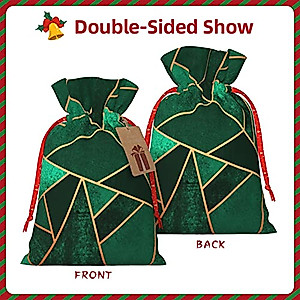 Black And Gold Geometricchristmas Drawstring Gift Bag, Linen Drawstring Gift Bag, Reusable Drawstring Gift Bag, Used For Christmas, Birthday, Wedding Supplies