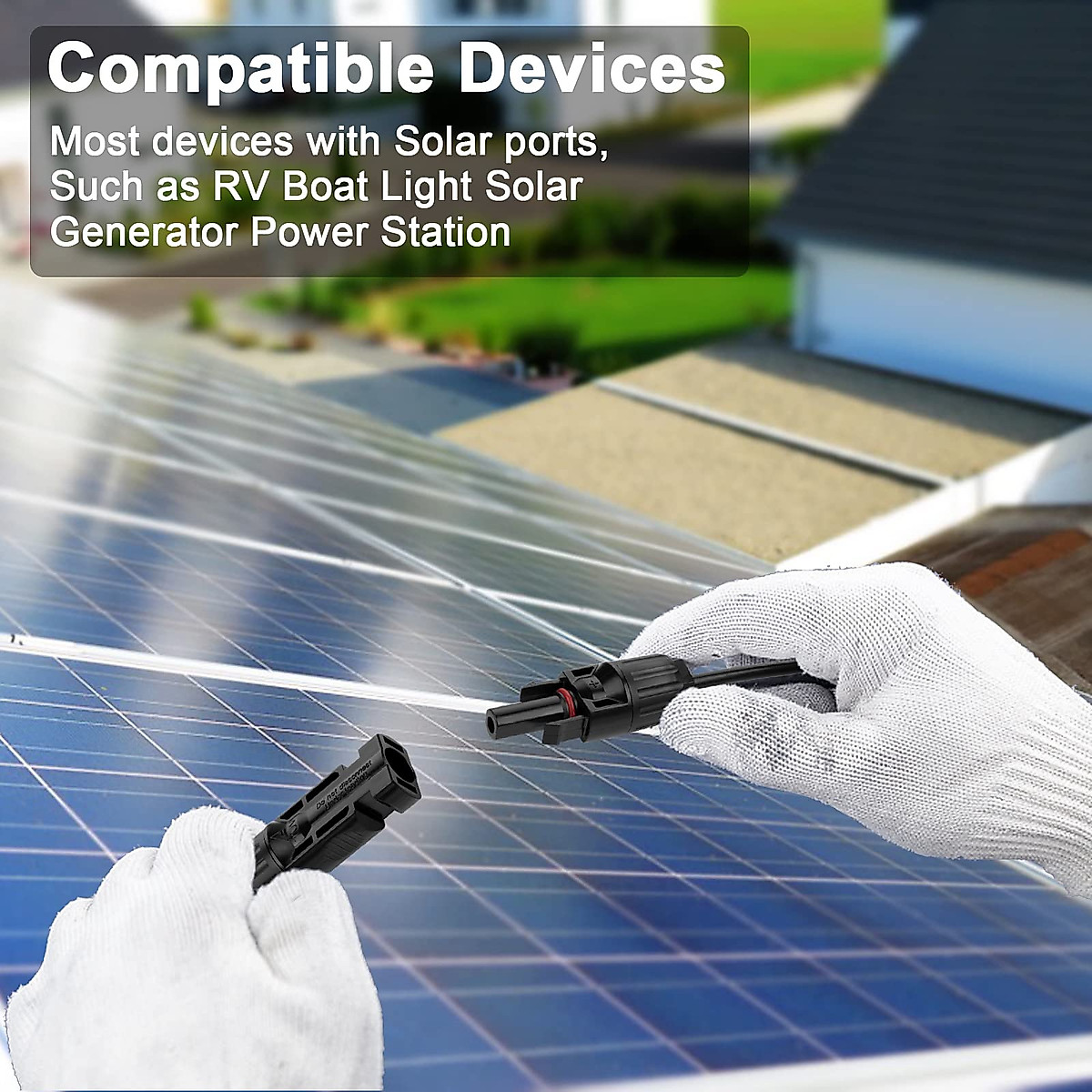 iGreely Solar Panel Extension Cable - 10 Feet 10AWG(6mm²) Solar Extension Cable with Female and Male Connector Solar Panel Wiring Wire Adapter (10FT Red + 10FT Black)