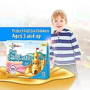 LITTLE CHUBBY ONE Kids Play Sand Castle Set - 3 Lbs Sand - Toy Magic Sand Set - 10 Molds - Mess Free Play for Girls and Boys - Ideas for Children Activities Age 3 4 5 6 7 8 9 10