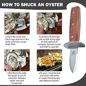 MSY BIGSUNNY Oyster Shucker Knife with Rosewood Handle - Full Tang Stainless Steel