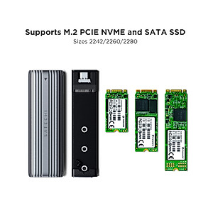 Satechi USB-C Aluminum Tool-Free Enclosure for M.2 PCIE NVME and SATA SSD – Support USB 3.2 Gen 2, 10 Gbps, M.2 NVMe/SATA PCIe B+M Key, up to 4TB, UASP Trim for SSD Size 2242/2260/2280