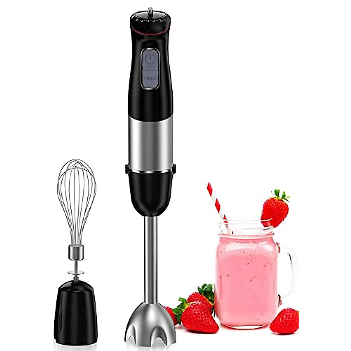 Aibesy Hand Blender Electric,Handheld Immersion Blender,Stick Blender with 6 Adjustable Speeds and Turbo Function,500W 2-in-1 Hand Blender with Whisk