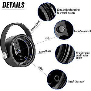 HYDROWION Straw Lid for Hydroflask Wide Mouth Water Bottle, Flex Straw Lid Fit Hydro Flask 12 18 32 40 64 oz and Most Wide Mouth, Sport Cap with Straw Top Replacement Lid