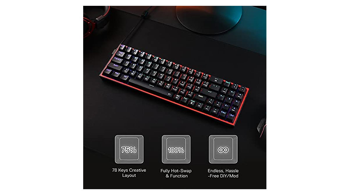 Redragon K628 75% RGB Gaming Keyboard - Hot-Swappable