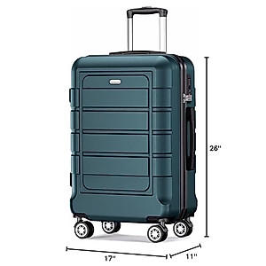 SHOWKOO Luggage PC+ABS Durable Expandable Hardside Suitcase with Double Spinner Wheels TSA Lock 24-Inch, Armygreen