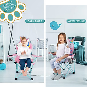 KABOER Unicorn Folding Chair with Cup Holder and Carrying Bag for Kids Children's Camping Outdoor Lawn Beach Travel