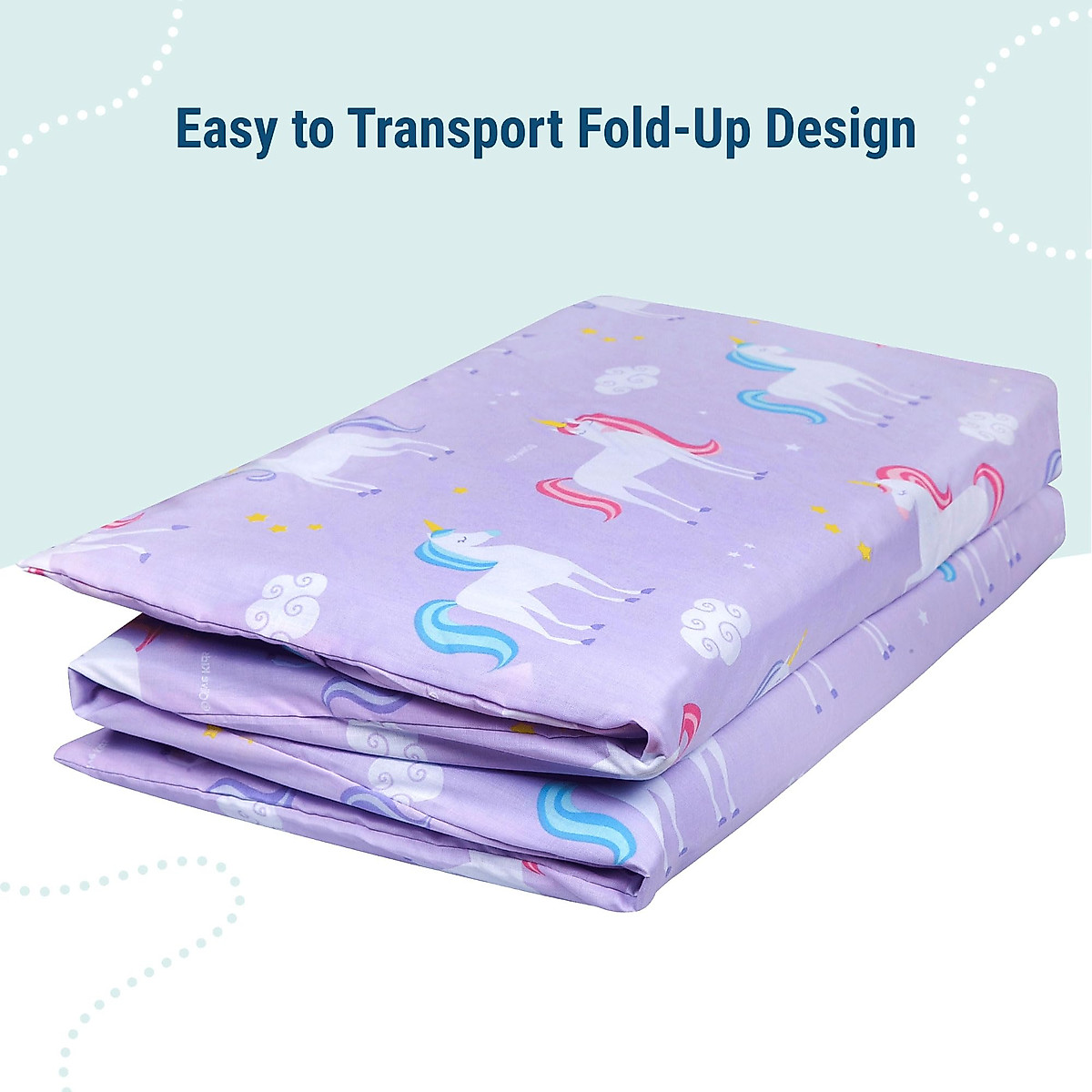 Wildkin Kids Nap Mat Cover – Soft, Sewn-in Flap, Durable & Fits 1.5"" Vinyl Sleep Mats - Unicorn