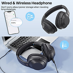 Lavales Bluetooth 5.2 Hybrid Active Noise Cancelling Headphones for Airplane Travel, 90H Playtime Wired and Wireless Over Ear ANC Headset for Adults, Android, Home Office