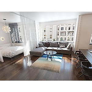 Unique Loom Estrella Collection Distressed, Gradient, Dark Colors, Abstract, Modern Area Rug, 5 ft x 8 ft, Blue/Beige