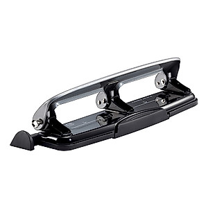 Bostitch Office Three-Hole Punch, Silver/Black (2101), 12 Sheet Black