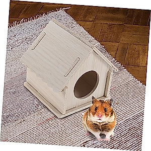 Balacoo 2pcs Wooden pet House Wooden Toys Hamster Toy Wooden House Hamster Accessories Chinchilla Hamster nest Small pet Small Animals Wooden cage Seesaw The Swing Multi-Layer Small House