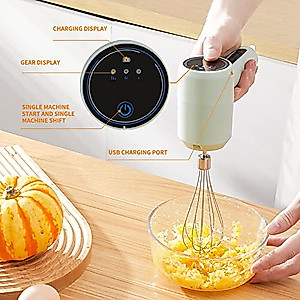 QIUSGE Hand Mixer Electric Eggs Beater Garlic Chopper, Household Small Semi-Automatic Cordless Electric Blender for Kitchen Cooking Baking Cake Egg Cream Yeast Dough (Mint Green)