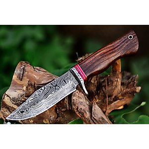 SHARD Hunting knife, Handmade Damascus Hunting Knife, Damascus Steel Hunting Knife with Sheath,Fixed blade Knife for Men,Full Tang Knife,Camping Knife, Skinning Knife,Survival Knife