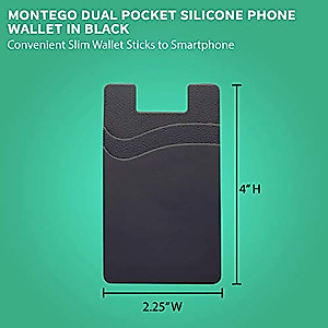DISCOUNT PROMOS 10 Montego Silicone Phone Wallets Pack - Strong Adhesive, Dual Pocket - Black