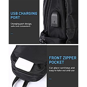 Sling Bag Crossbody Backpack Shoulder Bag for Men Women, Black Hiking Daypack Multipurpose Anti-Theft Cross Body Chest Bags, Small Lightweight One Strap Backpack for Walking Biking Travel Cycling
