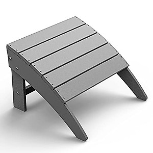 OTSUN Adirondack Ottoman for Adirondack Chair, Footrest for Lounge Chair, Premium HDPE All Weather Resistant for Outdoor, Porch, Yard, Garden, 23.6" L x 21.7" W x 15.3" H, Grey