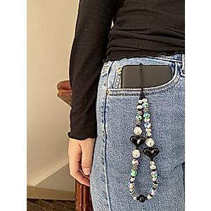AOERUN Beaded Phone Charm Y2K Phone Strap Charm Handmade Cell Phone Lanyard Wrist Strap Kawaii Acrylic Beads Cell Phone Chain