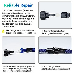 ECOESPTI Expandable Garden Hose Repair Kit, Plastic Garden Hose Connector, Male and Female Hose End Repair Fittings, 4 Pcs