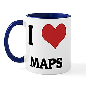 CafePress I Love Maps Mug Ceramic Coffee Mug, Tea Cup 11 oz