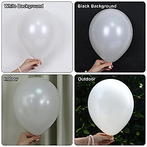 Pearl White Balloons Arch Double-Stuffed White Balloons Garland Ivory Balloon Different Sizes 18/12/10/5inch 61pcs Cream Beige Latex Balloons for Wedding Bridal Birthday Anniversary Decorations