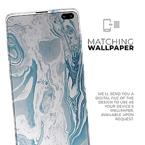 DesignSkinz Mixtured Blue 57 Textured Marble Protective Vinyl Decal Wrap Skin Cover Compatible with The Samsung Galaxy S20 (Screen Trim & Back Glass Skin)