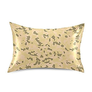Desert Camouflage Khaki Pillow Covers Silk Pillowcase for Hair and Skin Soft Smooth Breathable Cooling Satin Pillowcase Standard Size Pillow Case for Bedroom Bed Women Boys Girls (20x30 Inch)