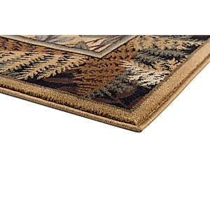Fern Bear Novelty Lodge Pattern Beige Rectangle Area Rug, 8' x 10'