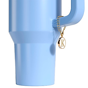 10 mm Straw Cover Cap for Stanley Cup 30 Oz 40 Oz Initial Straw Topper with 2 Pcs Letter Charm Name ID Accessories for Stanley Tumbler