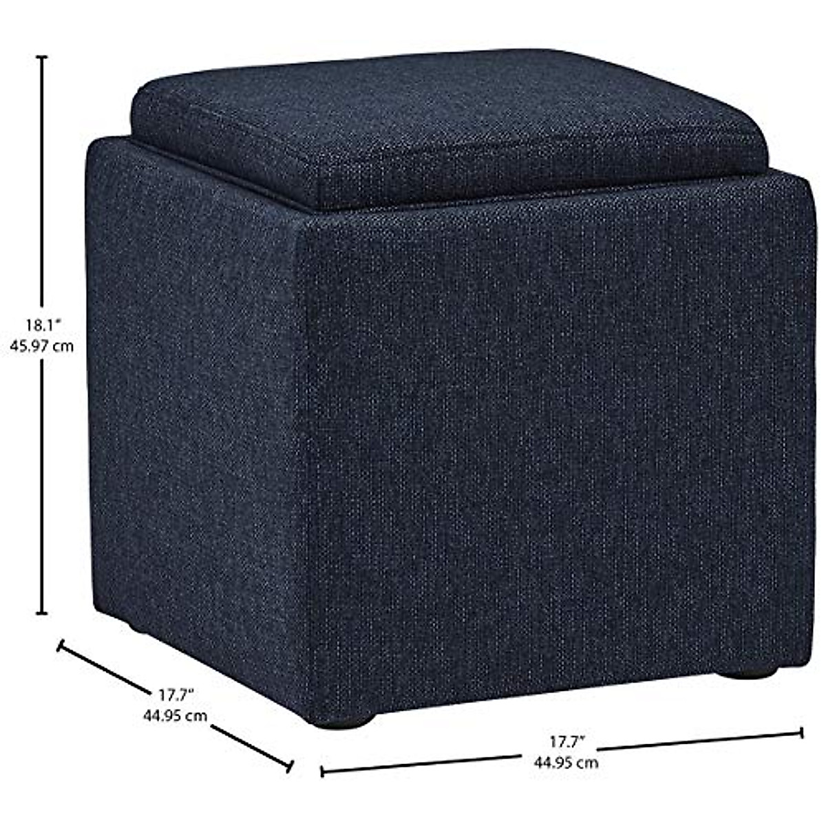 Amazon Brand – Rivet Ross Modern Tweed Lift-Top Storage Ottoman Pouf, 17.7"W, Denim