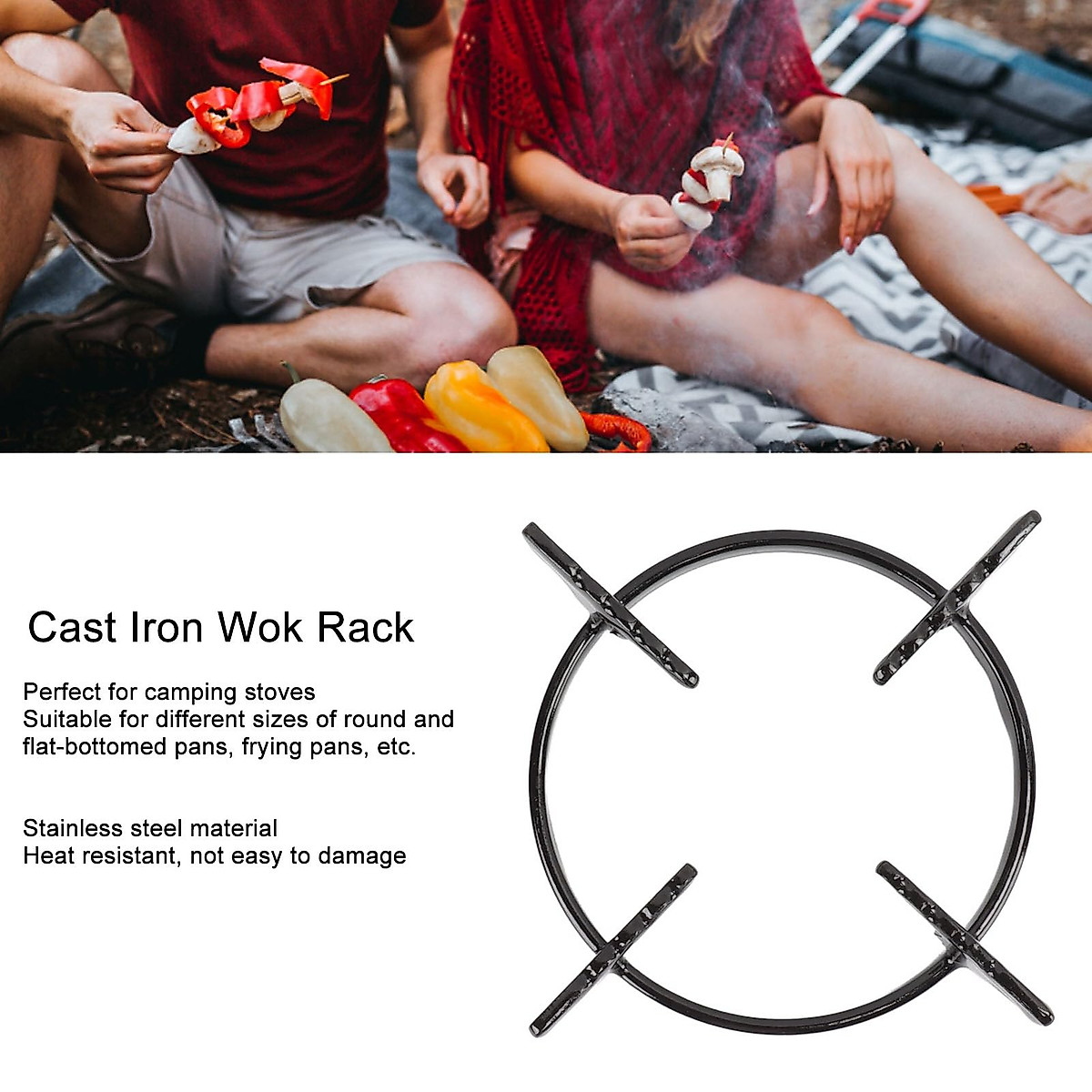Cast Iron Wok Rack, Stainless Steel Gas Stove Wok Stand Lightweight and Portable Cast Iron Wok Rings for Small Pots and Pans or Coffee Makers