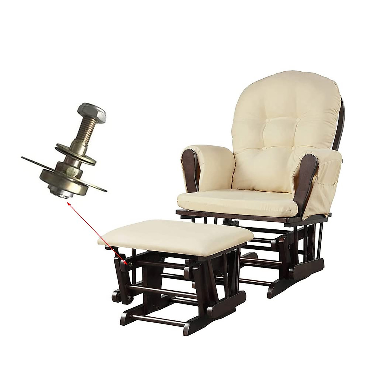 BOLWHAO 4 Pcs Rocking Chair Bearing Connecting Piece Rocking Chair Bearing Screws Kits Furniture Connecting Fittings (M8*45mm)