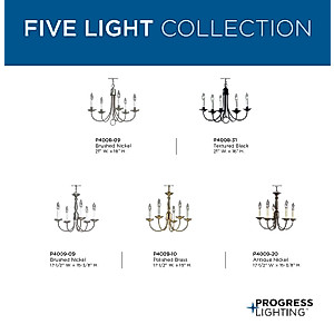 Progress Lighting P4009-10 5-Light Chandelier, Polished Brass