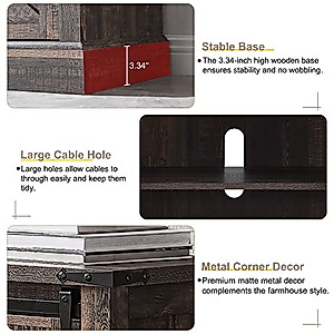 OKD Farmhouse TV Stand for 75 Inch TV with Sliding Barn Door, Rustic Wood Entertainment Center Large Media Console Cabinet Long Television Stands for 70 Inch TVs, Dark Rustic Oak