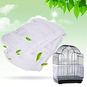 Bird Cage Seed Catcher, 41.7-83.58inch x 13inch Large Size Ventilated Nylon Bird Cage Cover Shell Seed Catcher Pet Stretchy Form Fitting Mesh Skirt Cover, Reusable